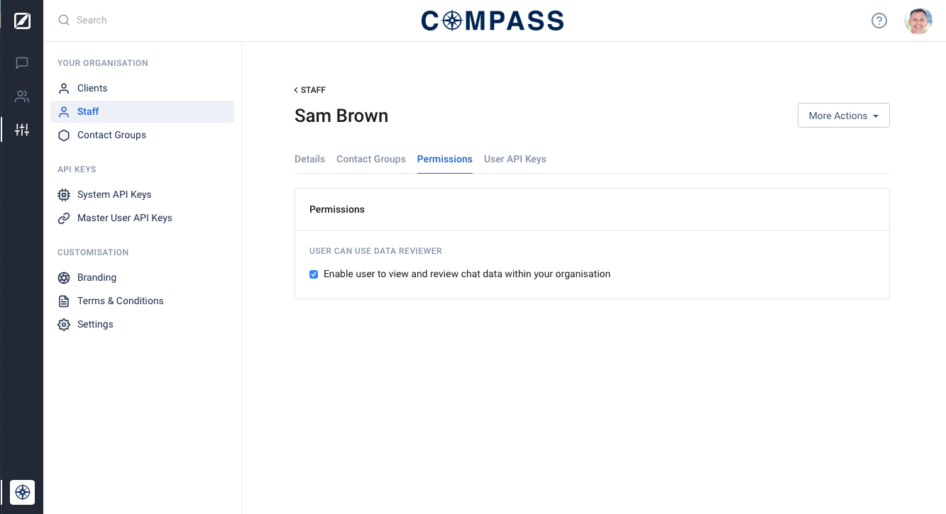 Grant chat review and auditing permissions – Qwil Messenger