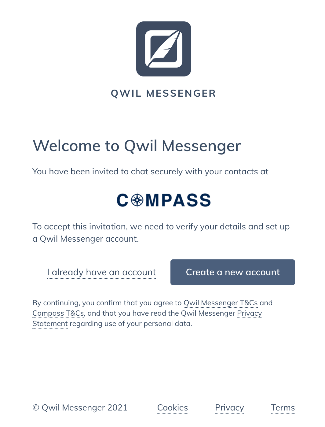 Accept an invitation to join Qwil Messenger – Qwil Messenger