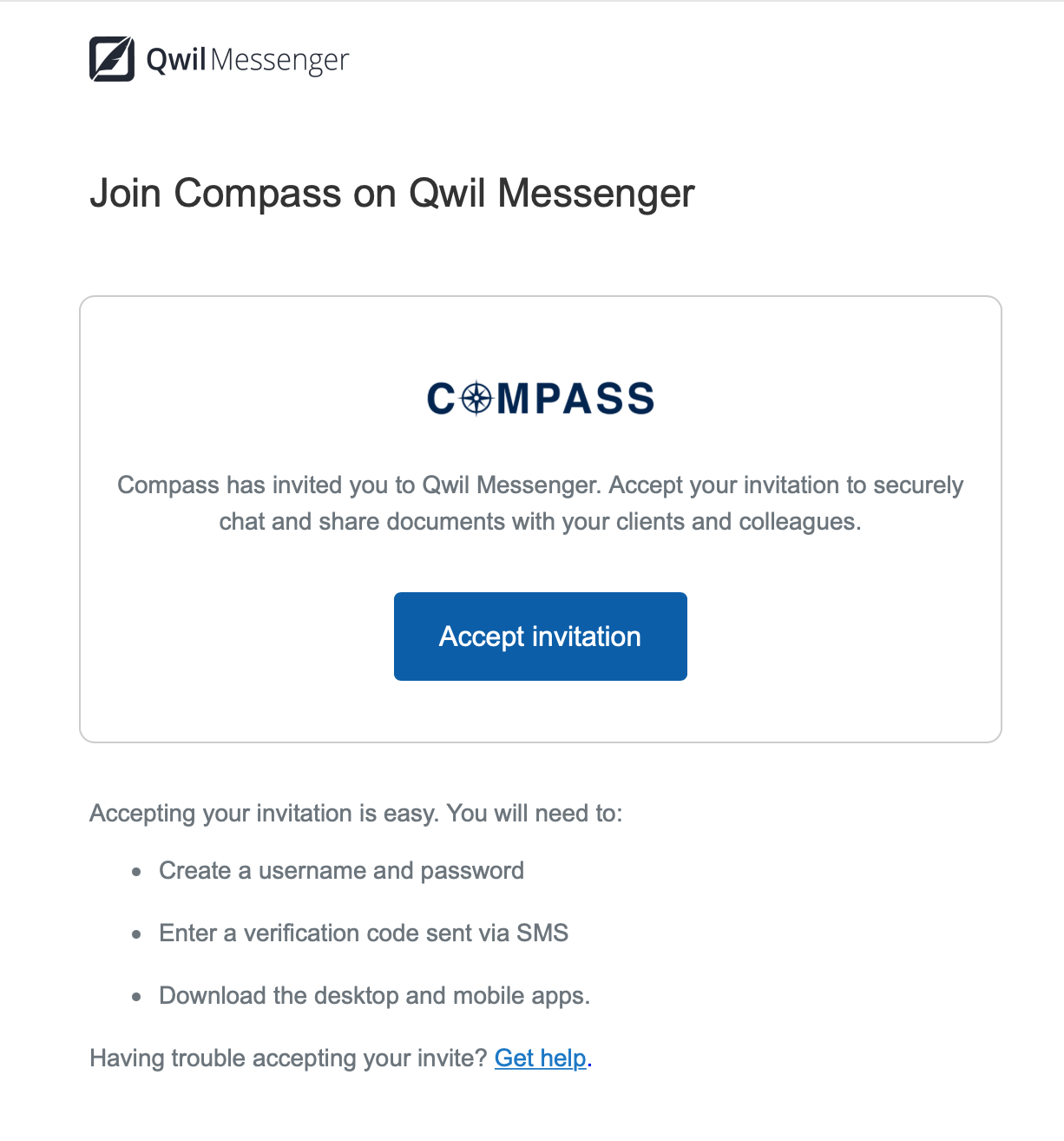 Accept an invitation to join Qwil Messenger – Qwil Messenger