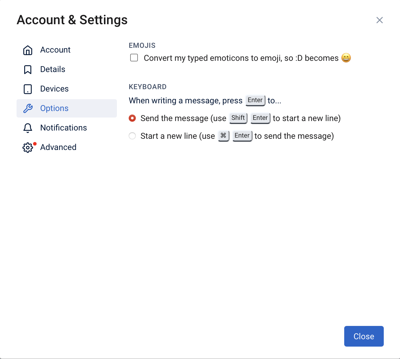 Keyboard settings – Qwil Messenger