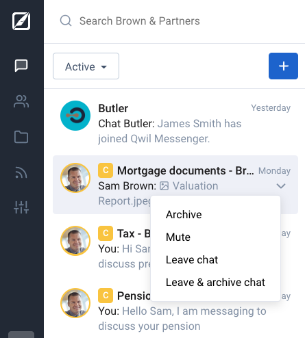Mute a chat – Qwil Messenger